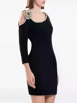 SAIID KOBEISY Crystal-embellished Cold-shoulder Mini Dress