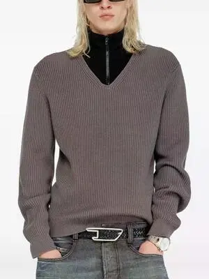 DIESEL® Half-zip Sweater With Layered Effect Neckline