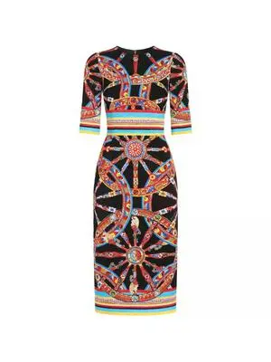 Dolce & Gabbana Carretto Print Charmeuse Dress - Black