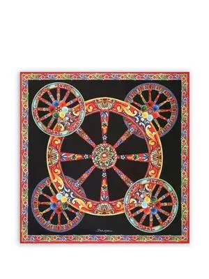 Dolce & Gabbana 70x70 Carretto-print Silk Twill Scarf - Black
