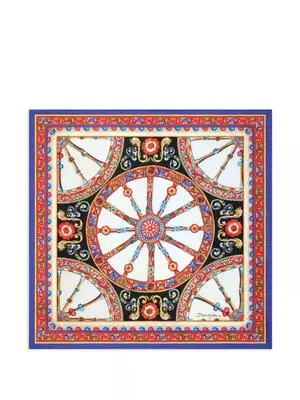 Dolce & Gabbana 50x50 Carretto-print Silk Twill Scarf - Red