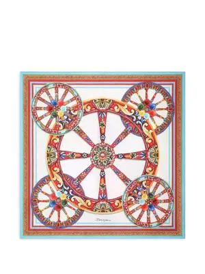 Dolce & Gabbana 70x70 Carretto-print Silk Twill Scarf - White