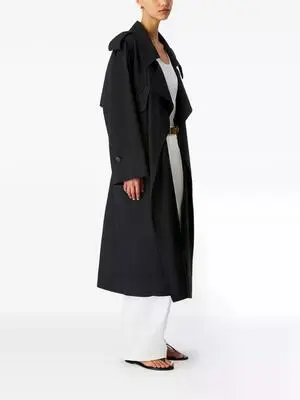 Another Tomorrow Belted Flap-pocket Trench Coat