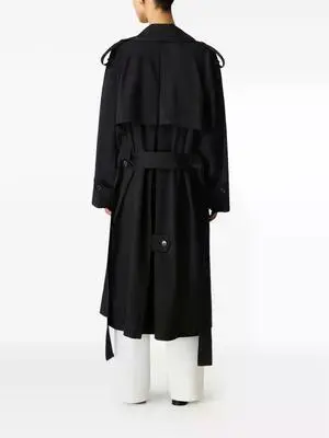 Another Tomorrow Belted Flap-pocket Trench Coat