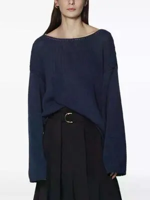 Another Tomorrow Draped Knit Cotton Sweater