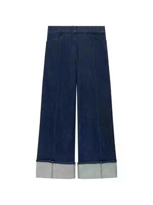 Another Tomorrow Cuffed Seamed Wide-leg Jeans