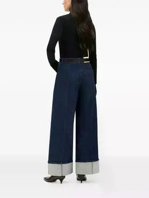 Another Tomorrow Cuffed Seamed Wide-leg Jeans