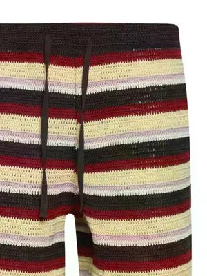 BAZISZT Baziiszt Horizontal-stripe Crochet-knit Shorts - Neutrals