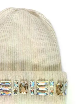MELROSE HIGH Crystal-embellished Ribbed-knit Beanie Hat