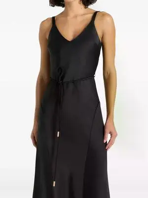 Manière De Voir Saffron Satin Belted Maxi Dress