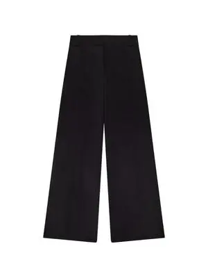 Another Tomorrow Topstitched Wide-leg Trousers - Black
