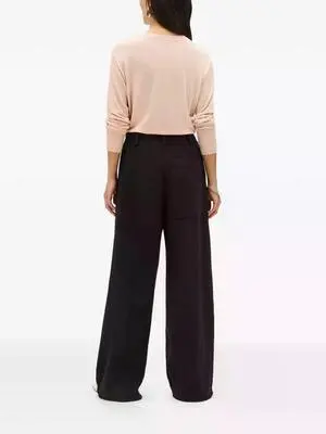 Another Tomorrow Topstitched Wide-leg Trousers