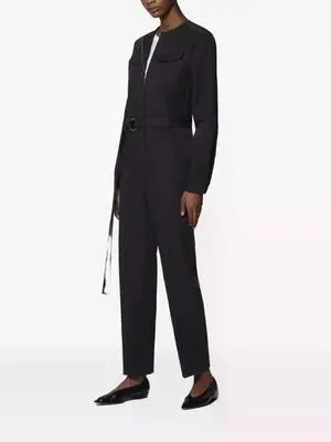 Another Tomorrow Belted Collarless Jumpsuit