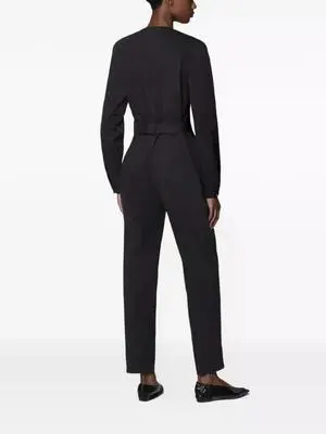 Another Tomorrow Belted Collarless Jumpsuit