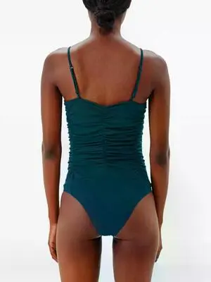 Another Tomorrow Shirred Sleeveless Bodysuit