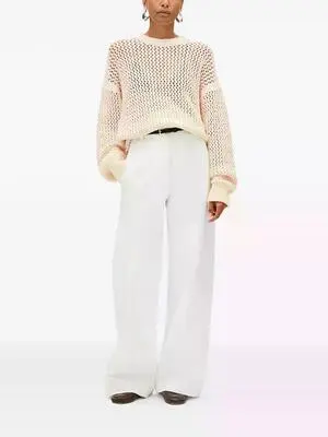 Another Tomorrow Open-knit Crew-neck Sweater