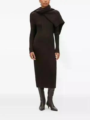 Another Tomorrow Rib-knit Curved-seam Dress