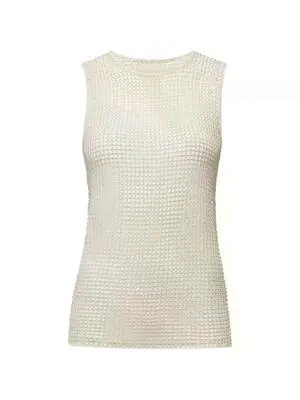 Another Tomorrow Beaded Mesh-knit Top