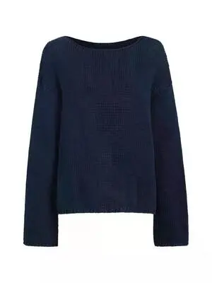 Another Tomorrow Draped Knit Cotton Sweater - Blue