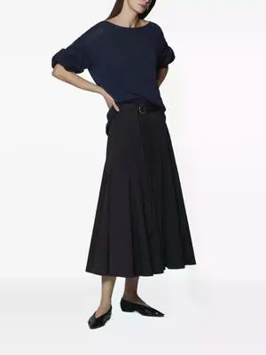 Another Tomorrow Draped Knit Cotton Sweater