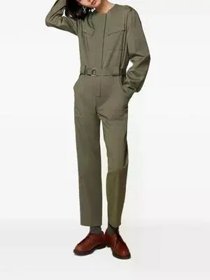 Another Tomorrow Belted Collarless Jumpsuit