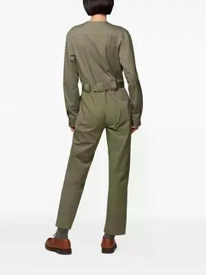 Another Tomorrow Belted Collarless Jumpsuit