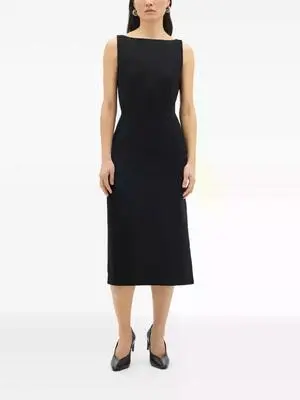 Another Tomorrow Doppio Boat-neck Midi Dress - Black