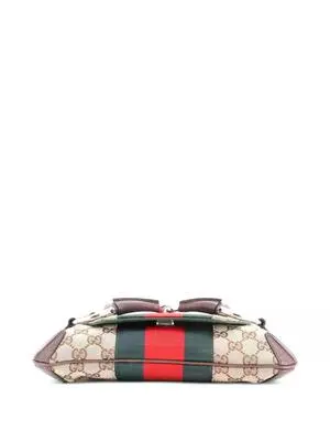 Gucci Horsebit Nm Web Chain Clutch Gg Canvas Small Shoulder Bag - Brown