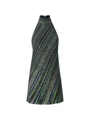 Missoni Sequined Halterneck Mini Dress With Open Back - Green