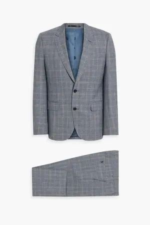 Paul Smith Checked Wool, Silk And Linenblend Suit - Blue