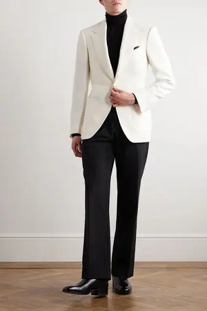 TOM FORD Shelton Wool, Mohair, Silk And Linenblend Blazer - Ecru