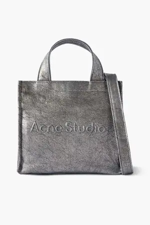 Acne Studios Logoembossed Metallic Denim Tote Bag