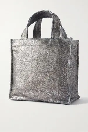 Acne Studios Logoembossed Metallic Denim Tote Bag