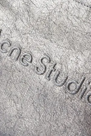 Acne Studios Logoembossed Metallic Denim Tote Bag