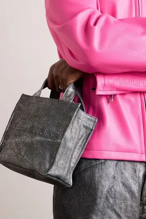 Acne Studios Logoembossed Metallic Denim Tote Bag