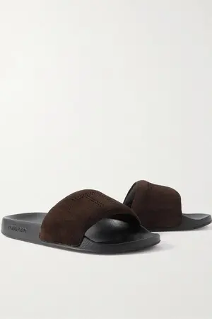 TOM FORD Ricky Logoperforated Suede Slides