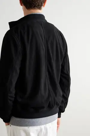 Mr P. Perforated Suede Harrington Jacket - Black