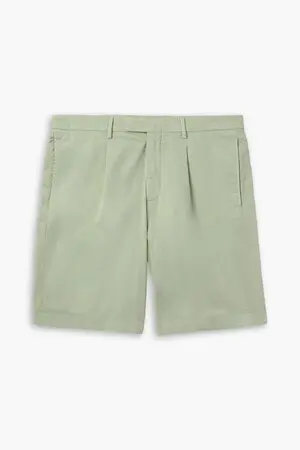 Boglioli Straightleg Pleated Cottonblend Shorts - Mint