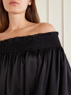 Chloé Off-the-shoulder Gathered Silk-satin Blouse