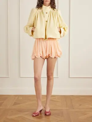 Chloé Pleated Silk-charmeuse Shorts - Orange