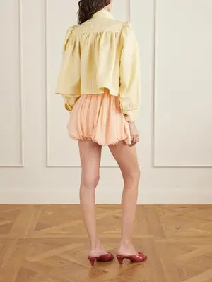 Chloé Pleated Silk-charmeuse Shorts - Orange
