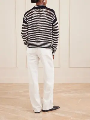 Max Mara Striped Crocheted Cotton Cardigan