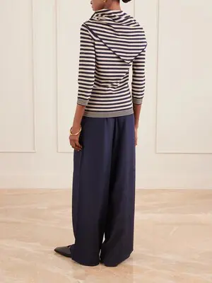 Max Mara Striped Jersey Sweater With Neckline Ties - Black