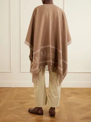 Max Mara Fringed Wool-jacquard Cape