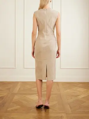Stouls Eva Paneled Suede Midi Dress - Neutrals