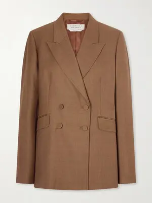 Gabriela Hearst Double-breasted Virgin Wool And Silk Blend Blazer - Brown