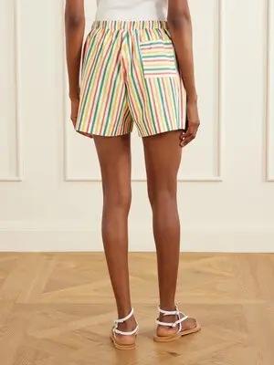LIDO Striped Cotton-poplin Shorts - Yellow