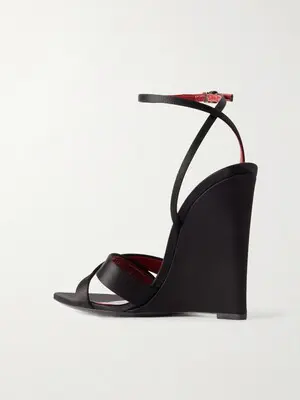 Saint Laurent Lydia Satin Wedge Sandals