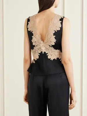 Rixo Emmie Lace-trimmed Satin Top