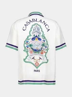 Casablanca White Hotel Emblem Silk Shirt